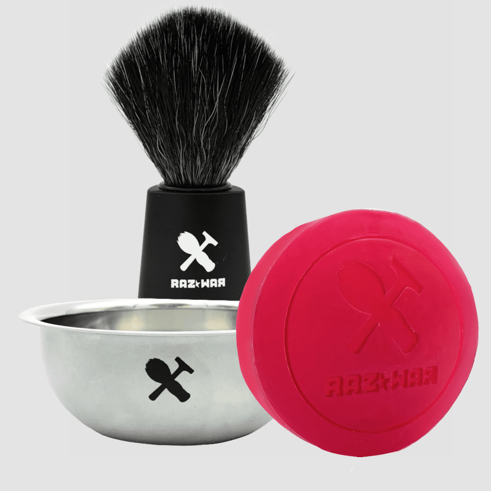 Coffret d'initiation — Blaireau de rasage en fibres synthétiques et ...